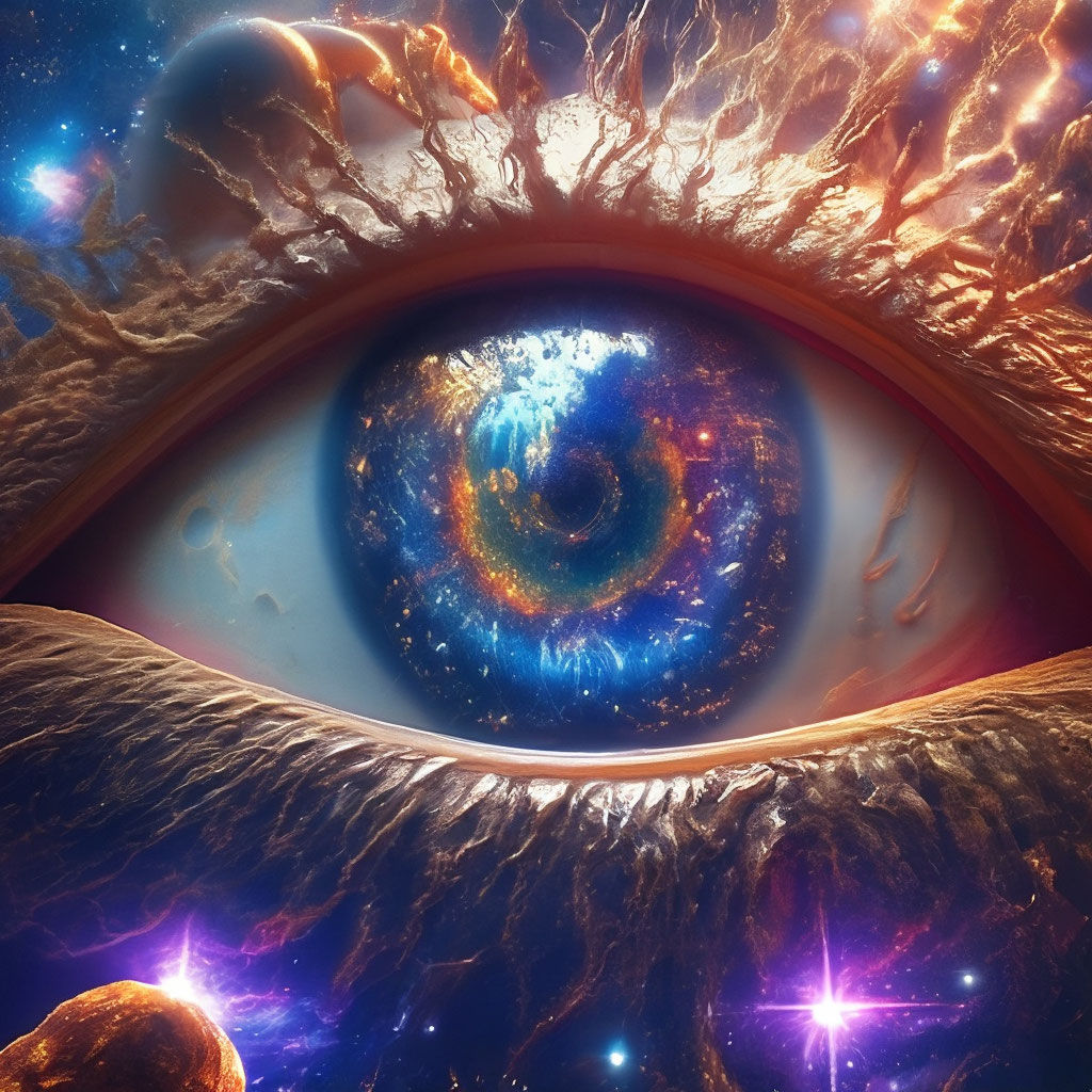 "Unusual eye, the universe is visible, beautiful, 16k, high resolution ...