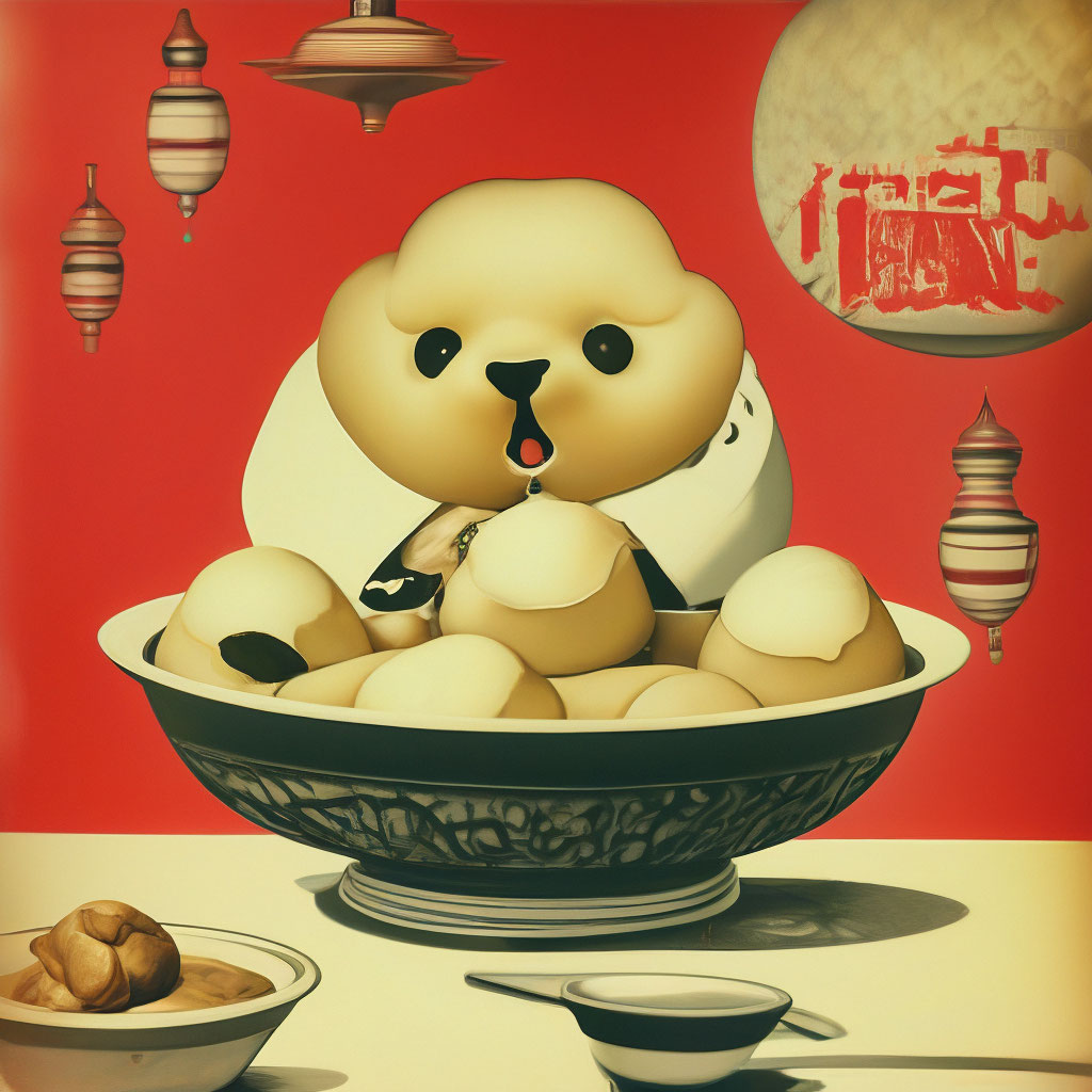 "The dumpling is alive" — image created in Shedevrum