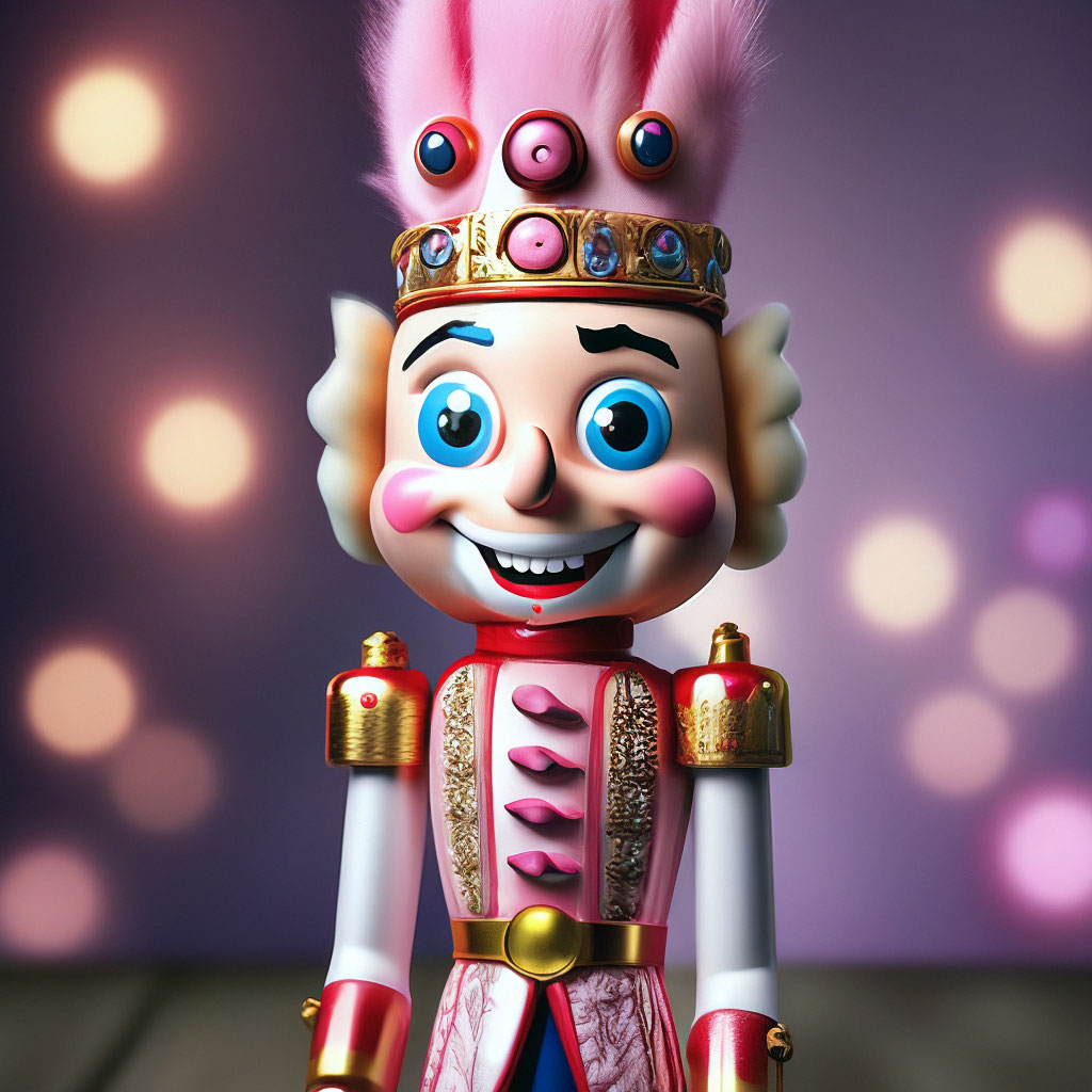 "Funny cartoon little nutcracker with big pink eyes .smiling handles ...