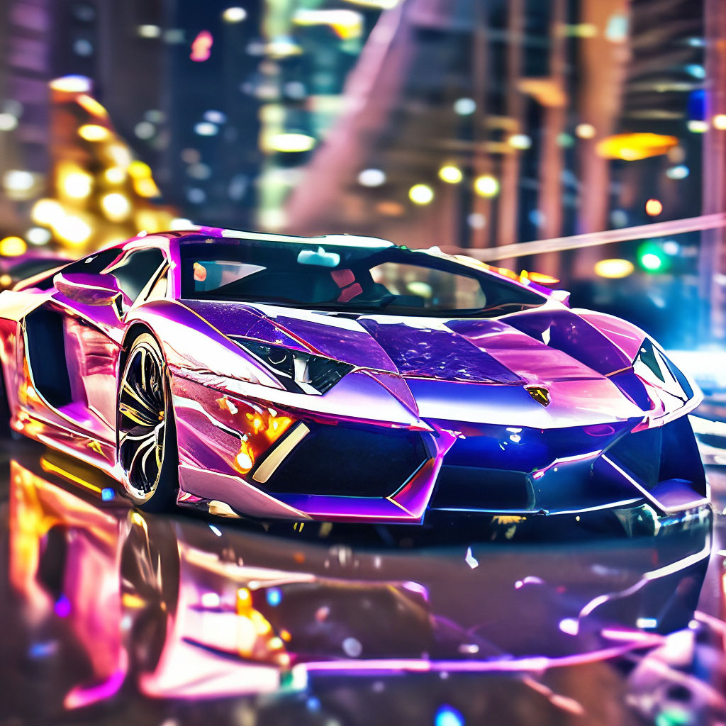 "Lamborghini Aventador,glitter,4k" — image created in Shedevrum