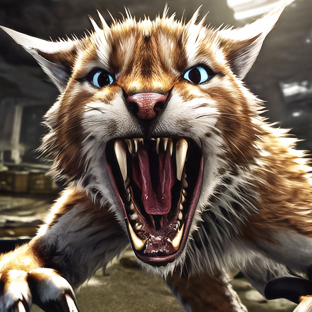 "Lynx eats Gordon Freeman, Half Life 2 style, fangs, face, paws, claws ...