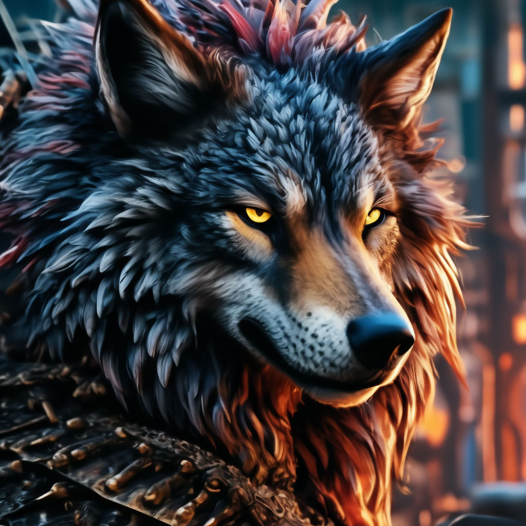 "Hyperdetalized art, fantasy, pirate creature, wolf, detailed fur, deep ...