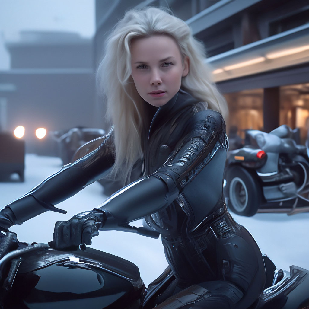 "Photo Elsa on a motorcycle, Cold Heart, hyperrealism, photorealistic ...