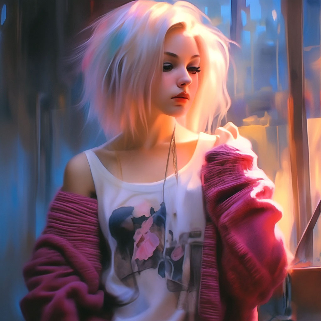 "My beautiful darling, delicate, soft lighting, punk sweater ...