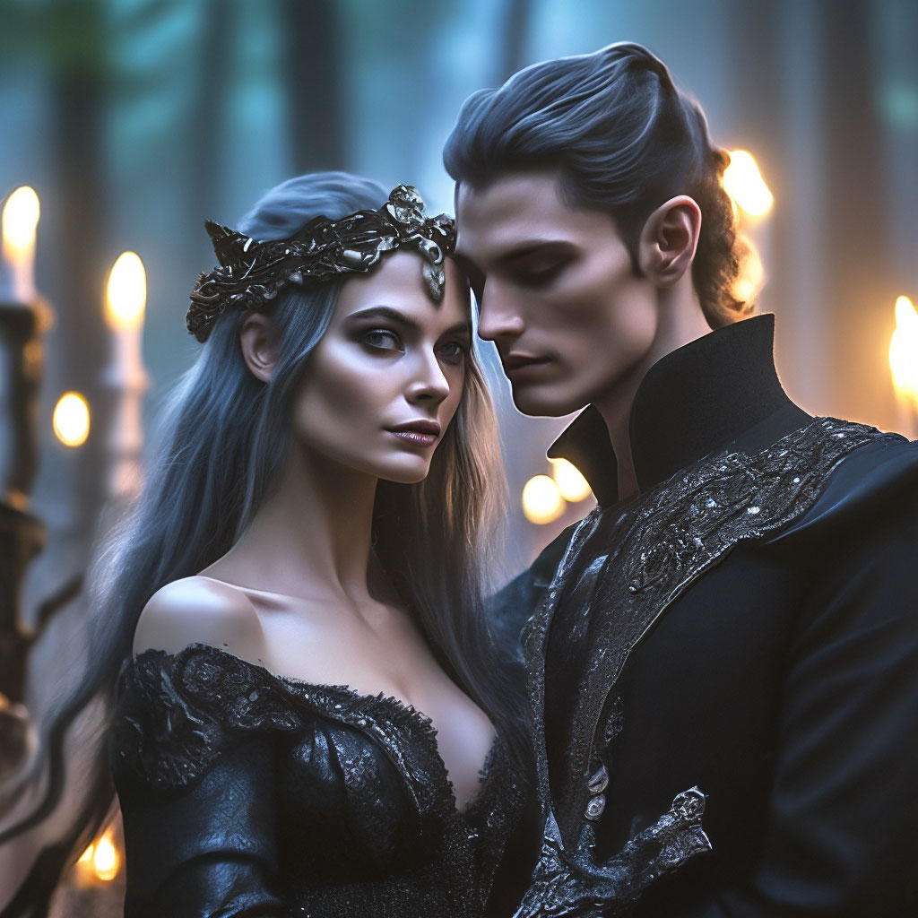 "Dark elf couple wedding ceremony. Close-up,Emphasis on the eyes,Epic ...