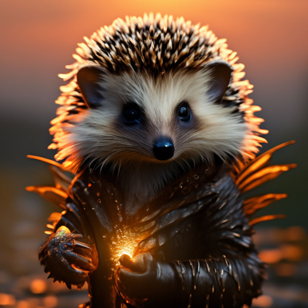 "Anthropomorphic hedgehog + fairy in the fog, a hybrid of hedgehog and ...