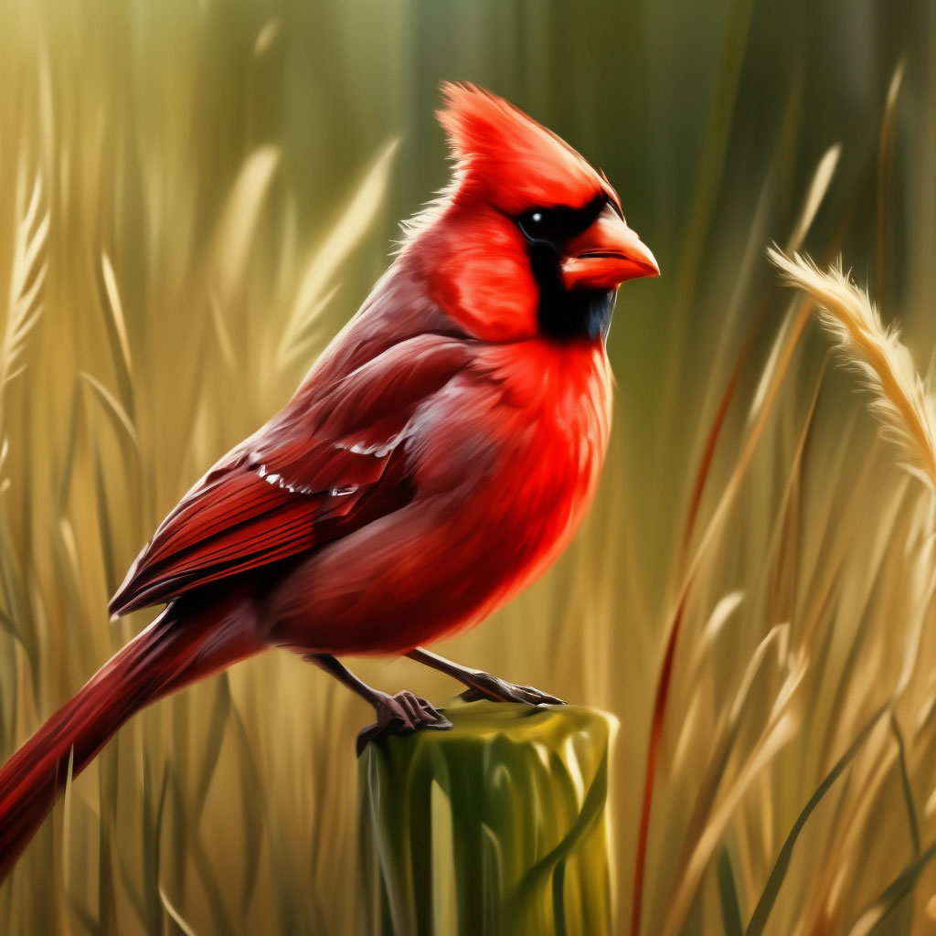 "«Spot of Red» by Aaron Blaze,cardinal,bird, green, high grass,landscap ...