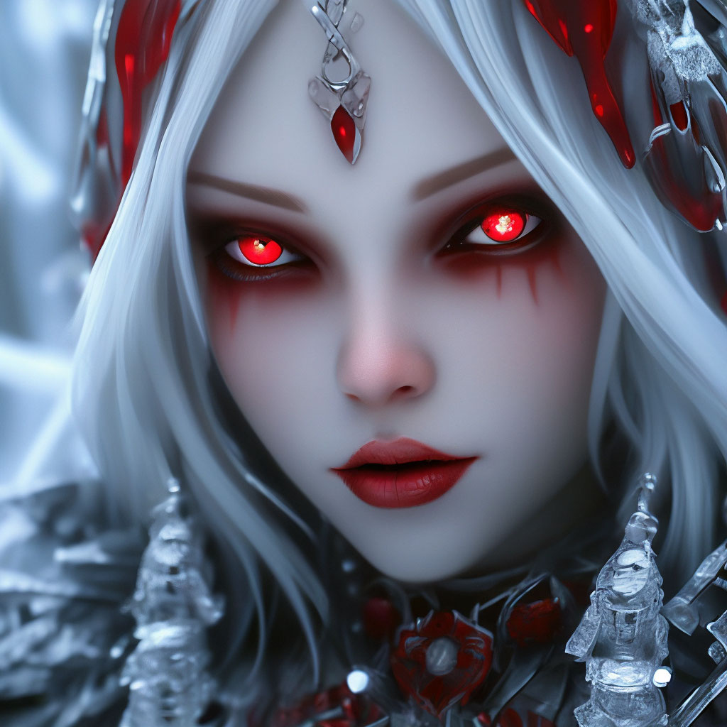 "#maksoler anime girl, big eyes, hyperrealism consisting of ice ...