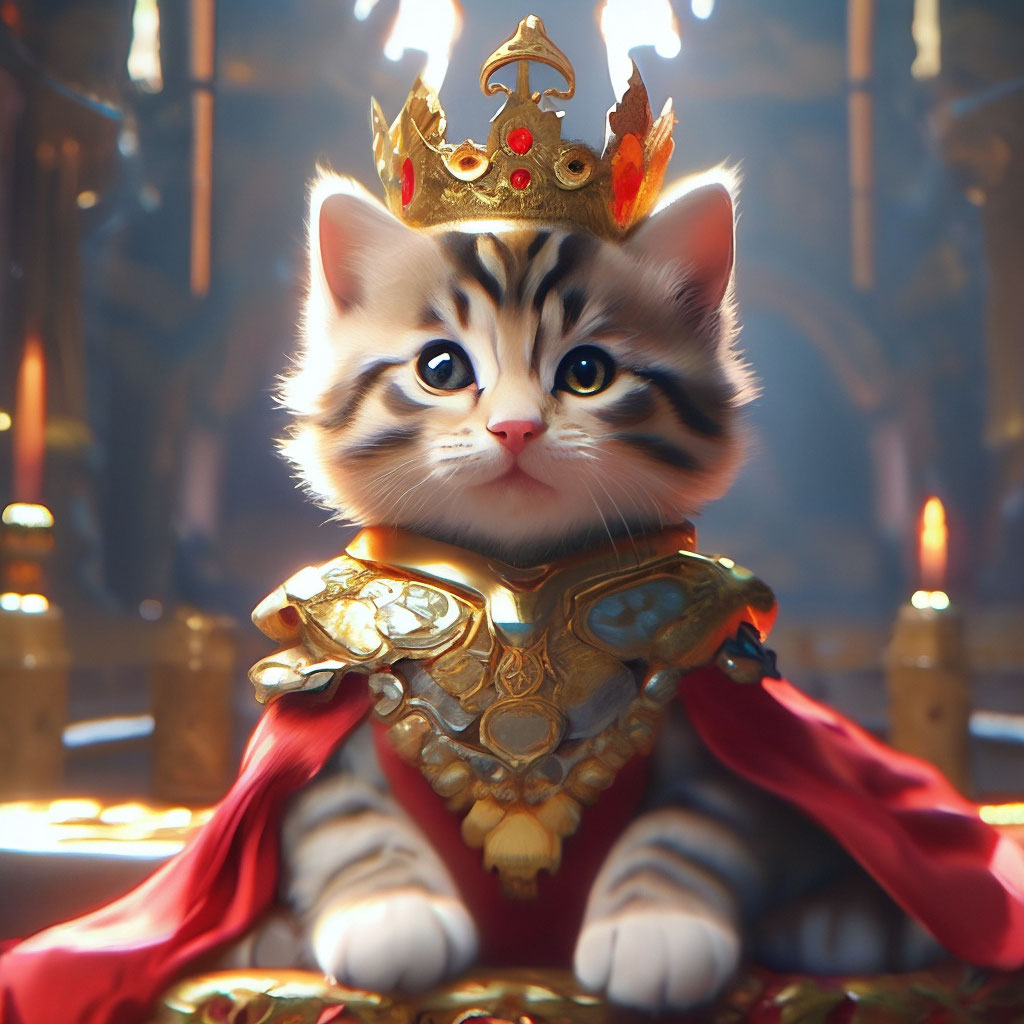 "Kitten King, 4k" — image created in Shedevrum
