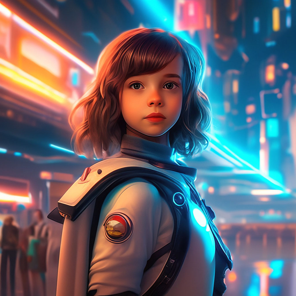 "A girl from the future" — image created in Shedevrum