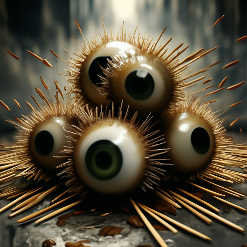 "Fuzzies eyeballs toothpicks" — image created in Shedevrum