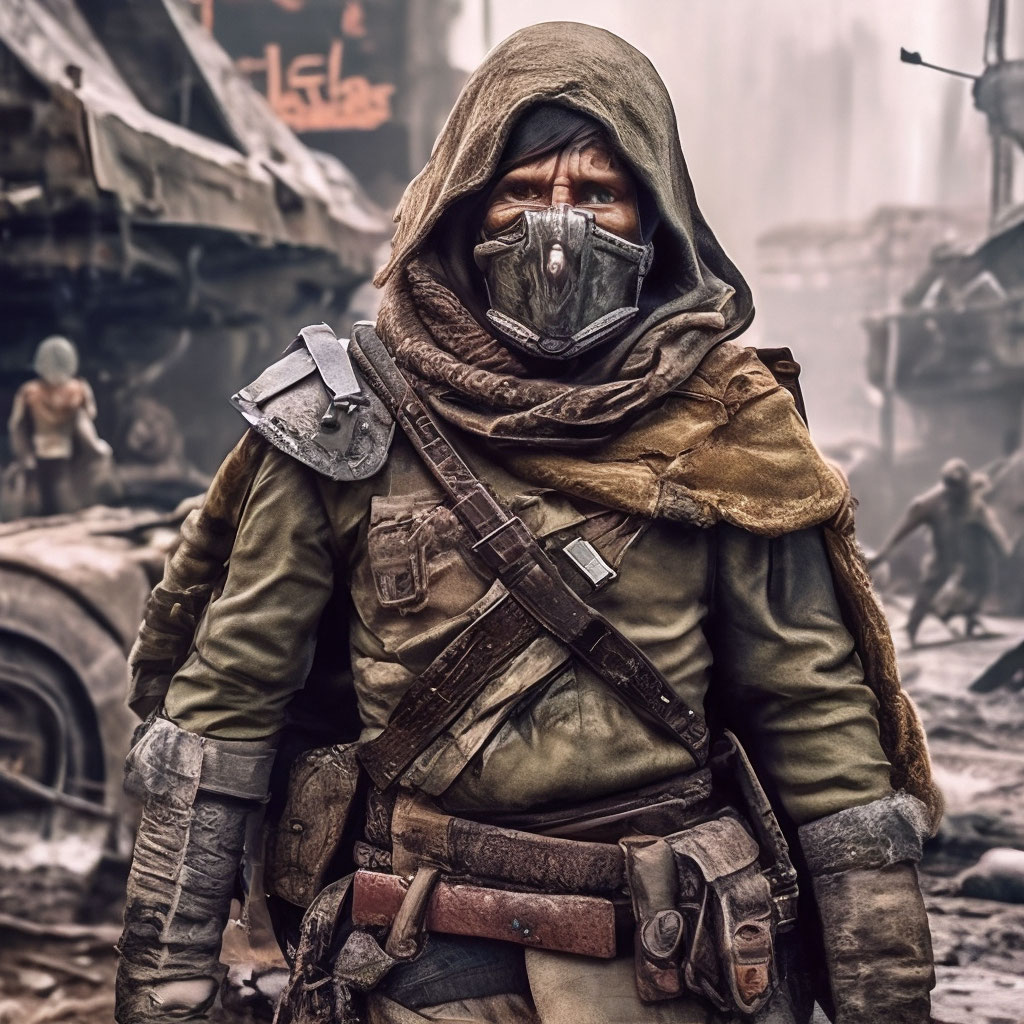 "Marauder post-apocalypse hyperrealism. details." — image created in ...