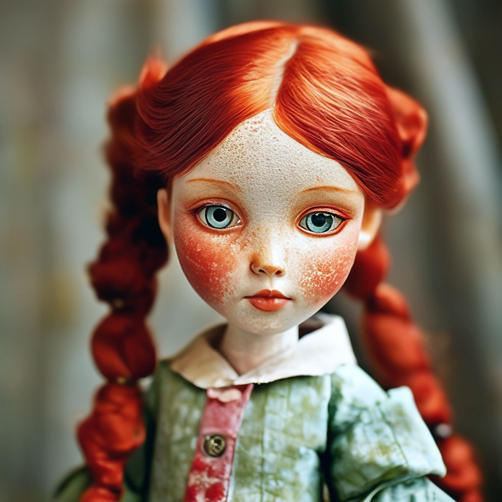 "Naughty very freckled girl Pippi, a lot of freckles, very Disheveled ...