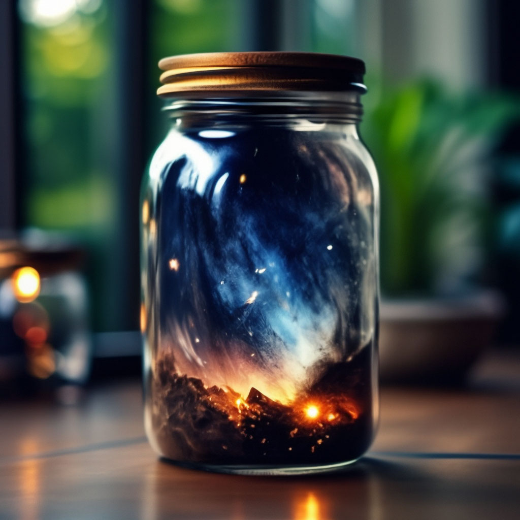 "Space in a glass jar" — image created in Shedevrum