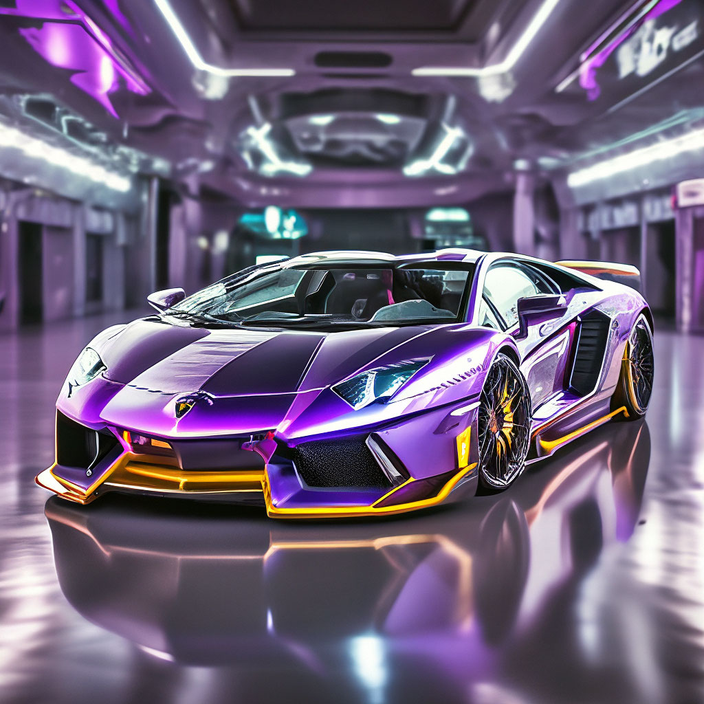 "The spaceship on which the Space Lamborghini Aventador stands is ...
