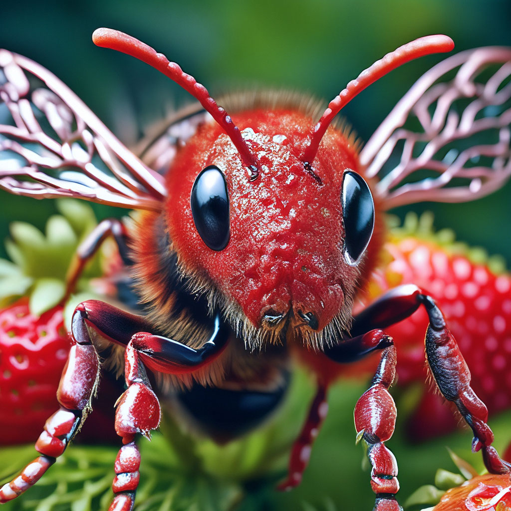 "Strawberry bumblebee,strawberry bumblebee, surrealism, filigree ...