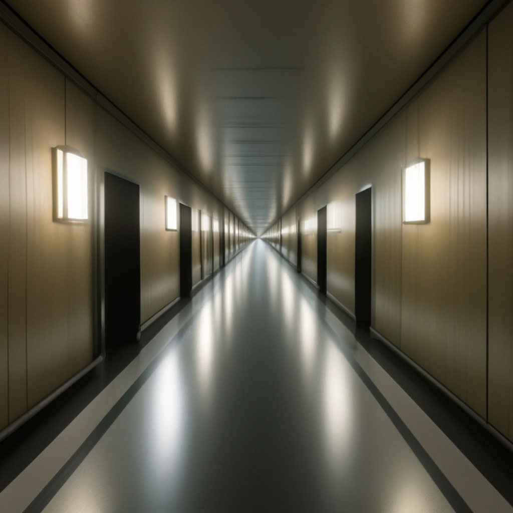 "Scp liminal space, darkness, endless corridor" — image created in ...