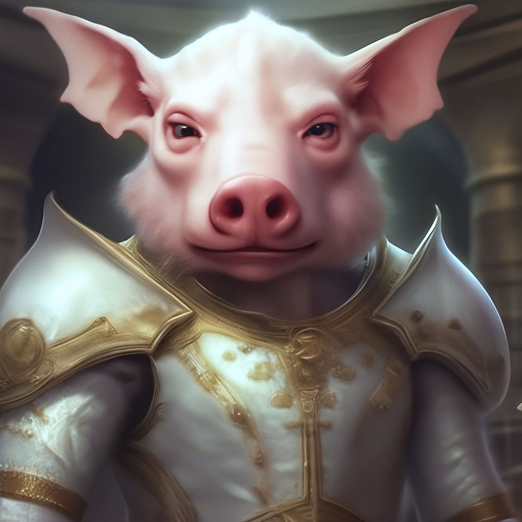 "The creature is half-human, half-pig" — image created in Shedevrum