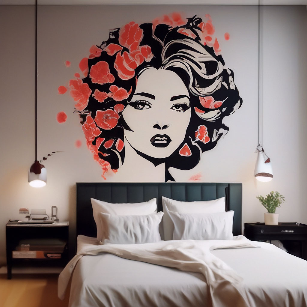 "Woman, wall sticker, wall decal" — image created in Shedevrum