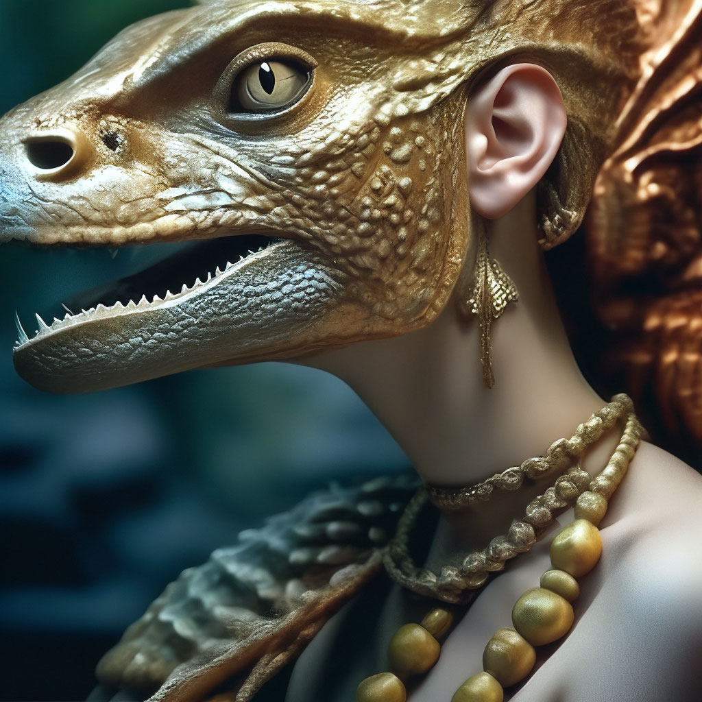 "Lizard with a woman's head, mistress of the copper mountain, fantasy ...