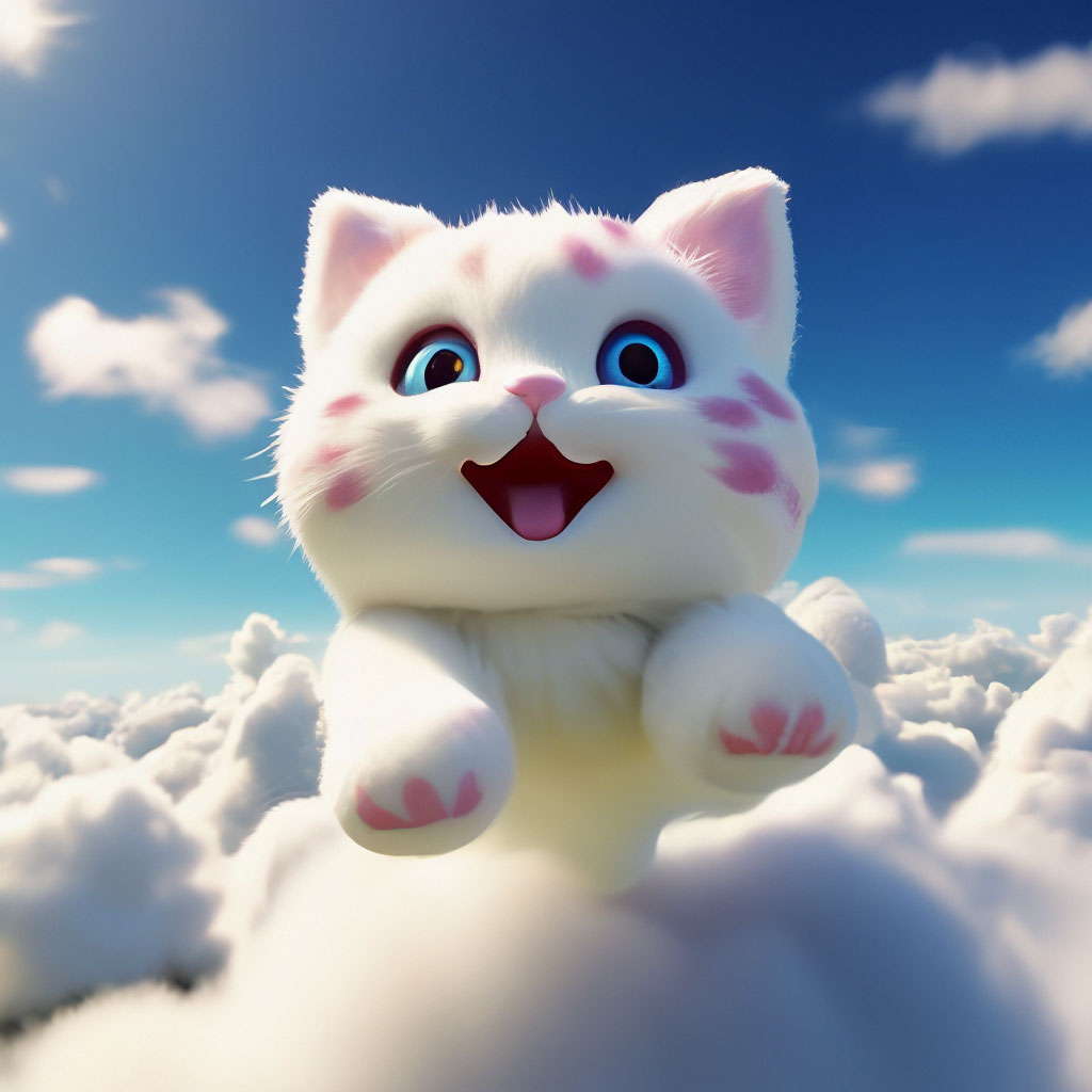"Huge zoomorphic cloud, cute creep toy bug-eyed marshmallow plush cat ...