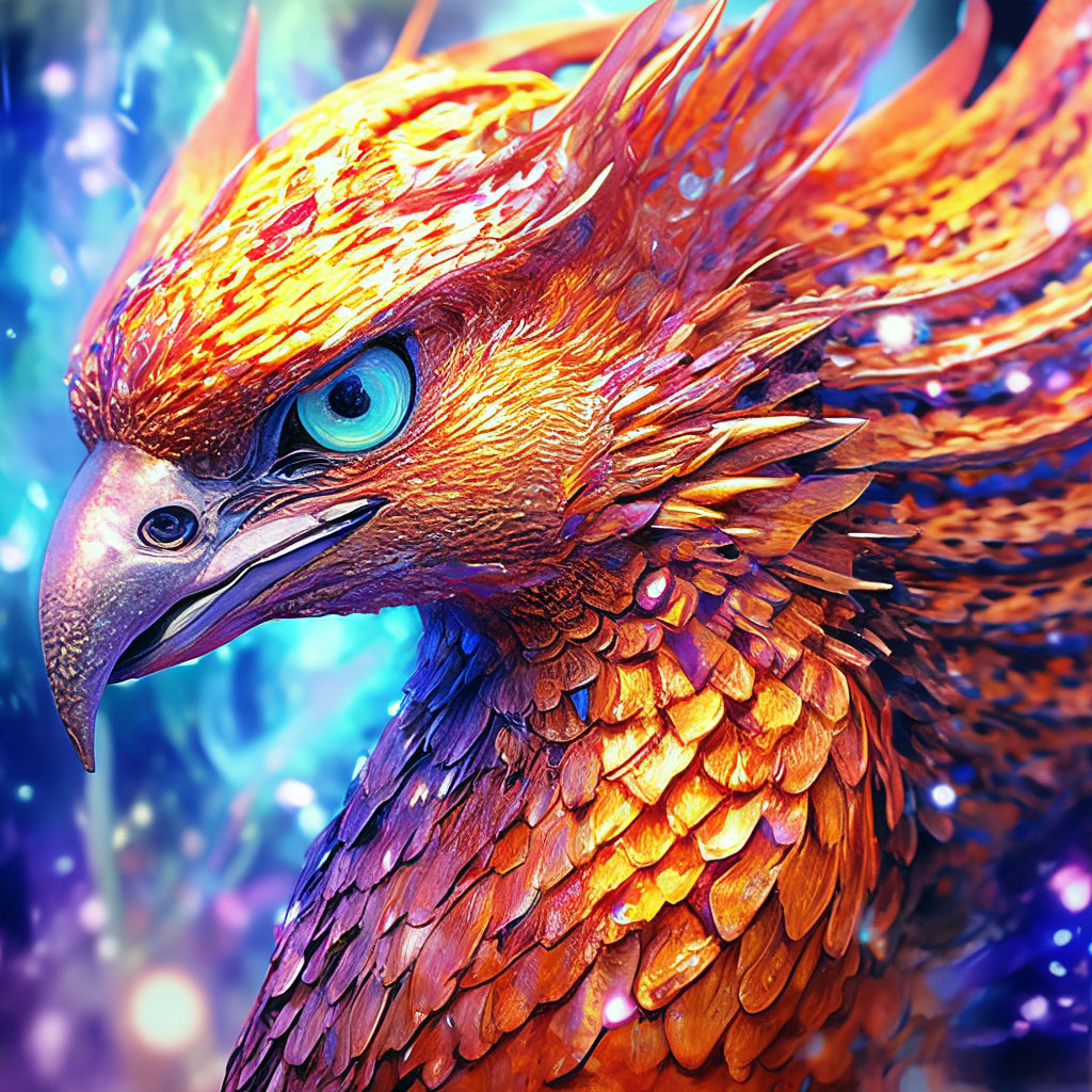 "Phoenix, three-dimensional watercolor, drawing, photorealism ...
