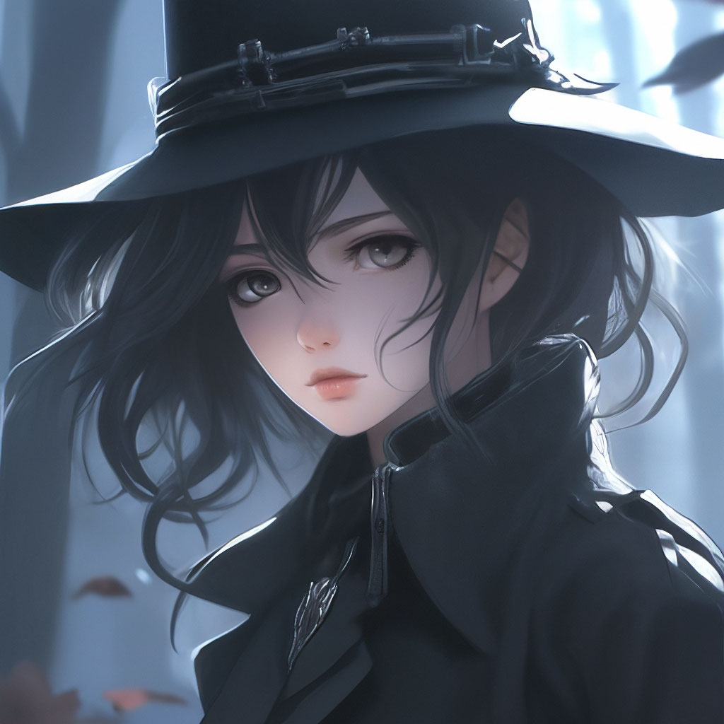"💜\🤍 Anime girl, detective, Gothic style." — image created in Shedevrum