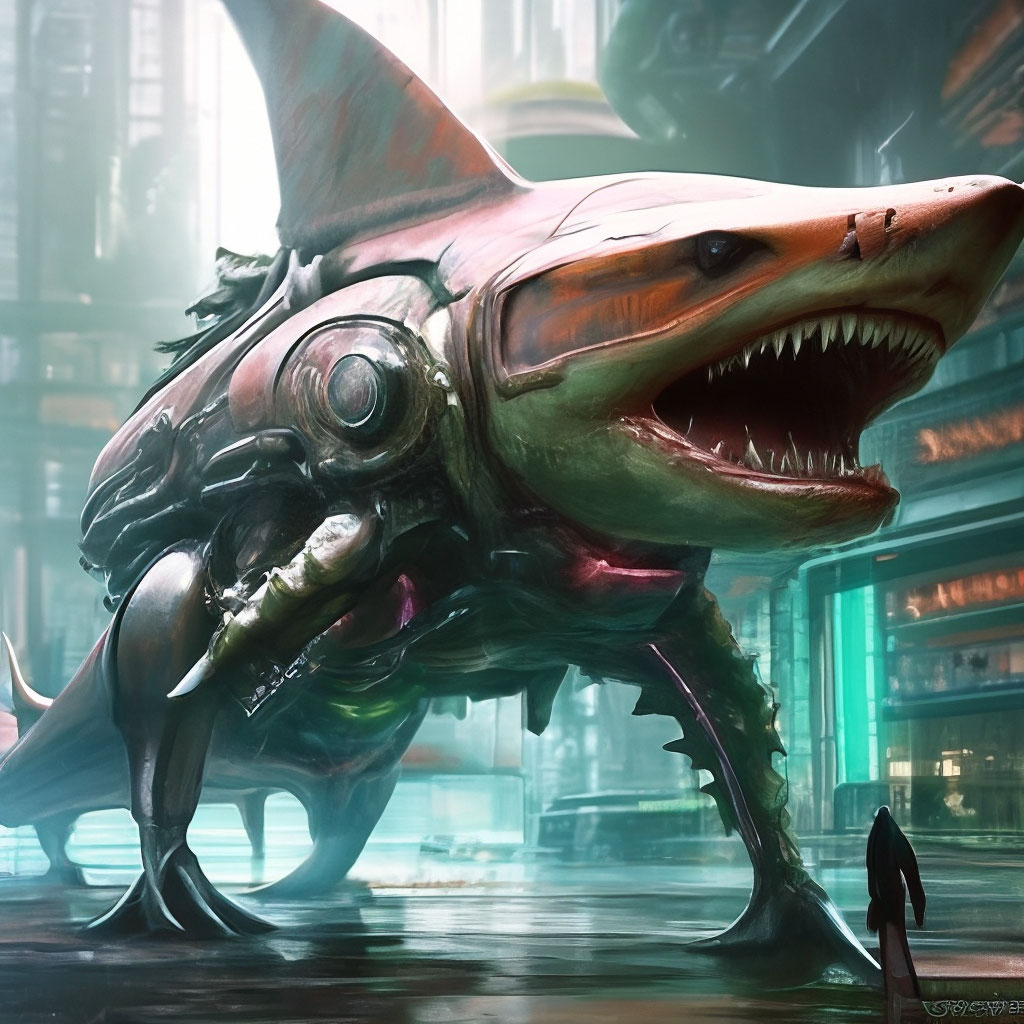 "The mutant shark" — image created in Shedevrum