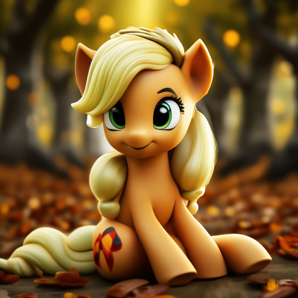 "Apple Jack from the cartoon May Little Pony is sitting in apple alley ...
