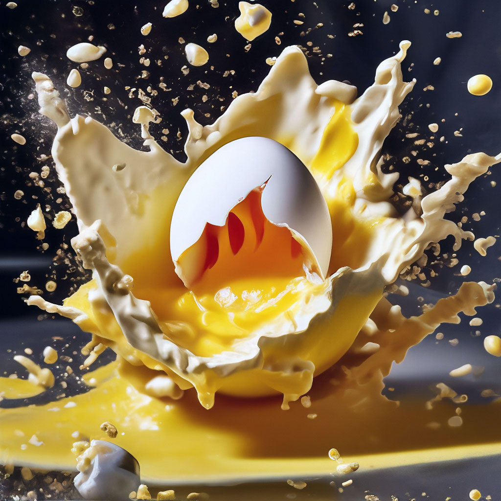 "Egg explosion" — image created in Shedevrum