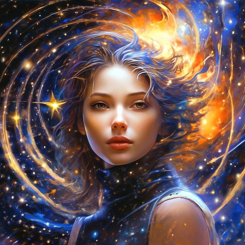 " drawing with a cosmic fractal, dark art, hybrid, starfall effect, the ...