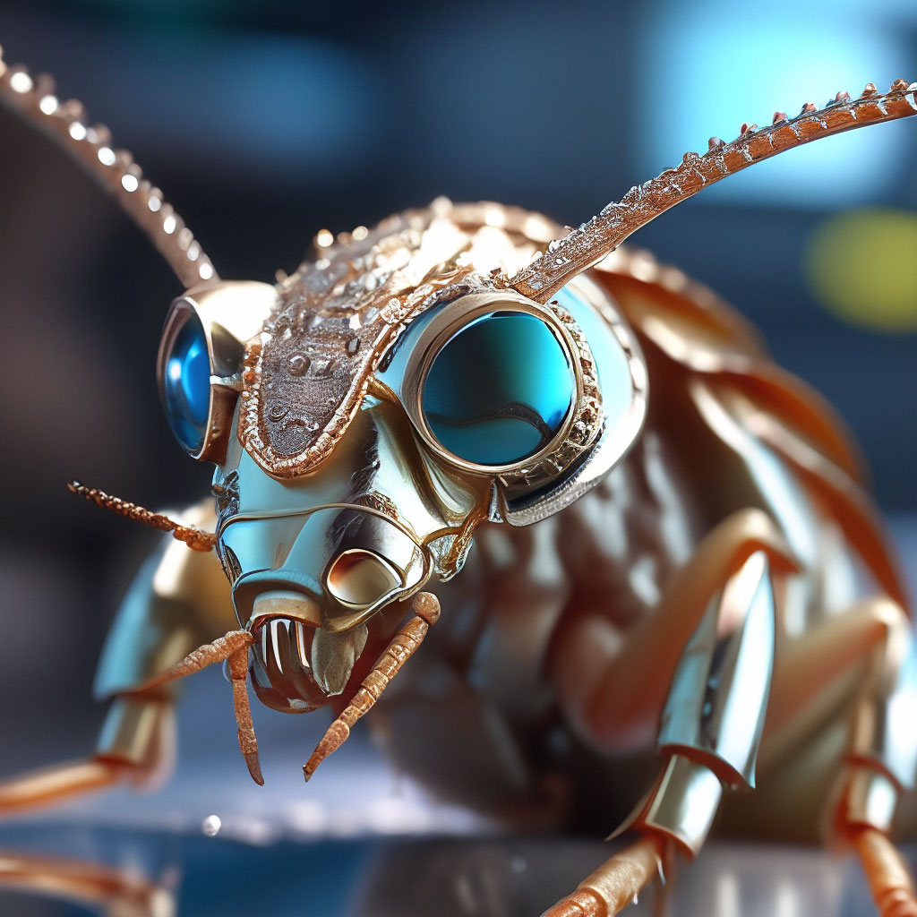 "Anthropomorphic cockroach with dreadlocks, platinum glasses ...