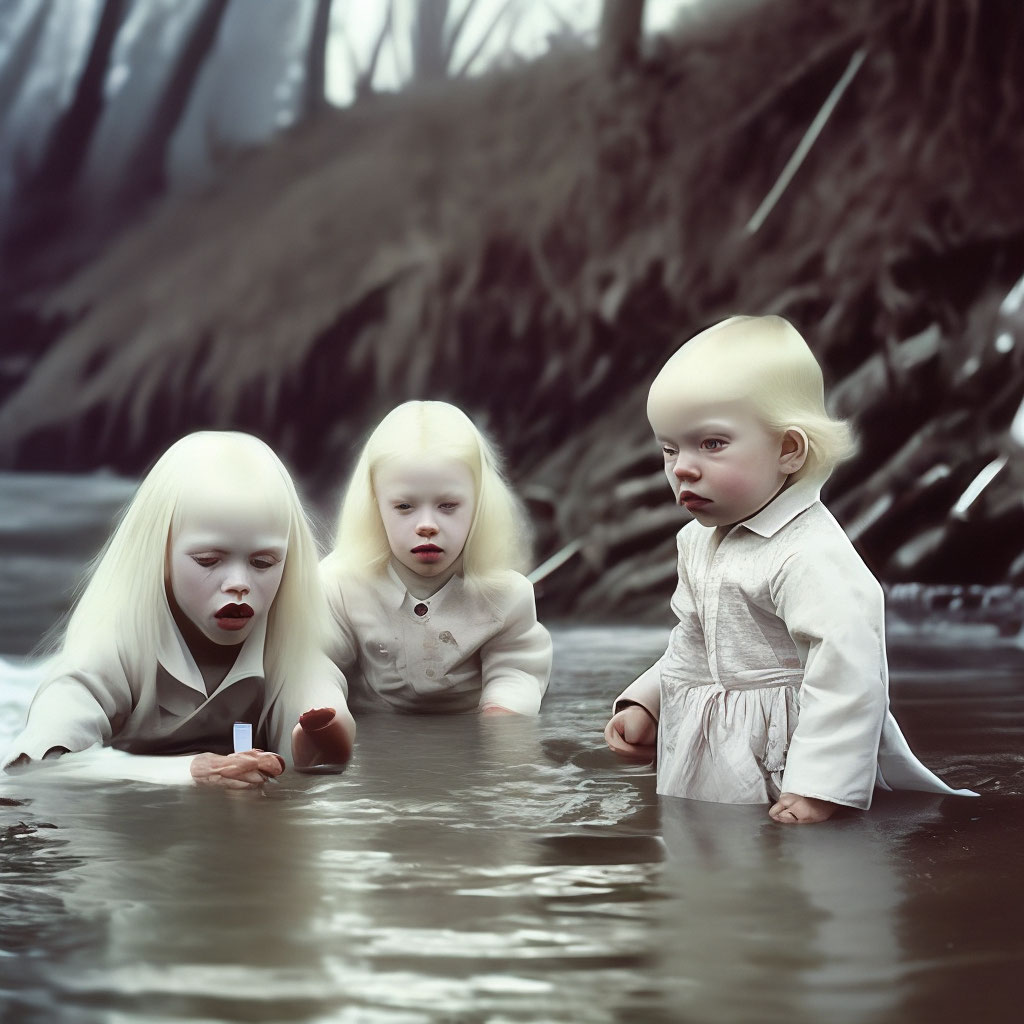 "River bottom, creepy inhabitants, albino children, professional photo ...