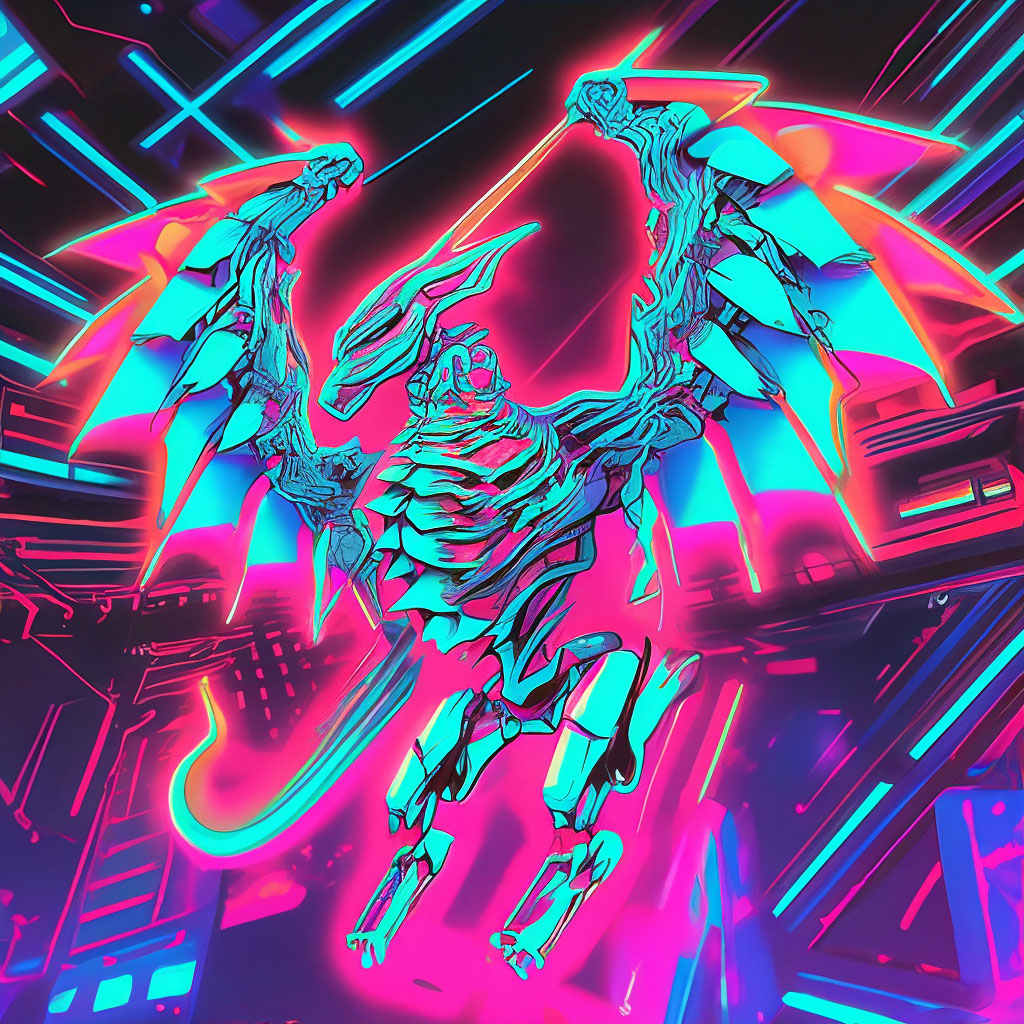 "Flying dragon skeleton" — image created in Shedevrum