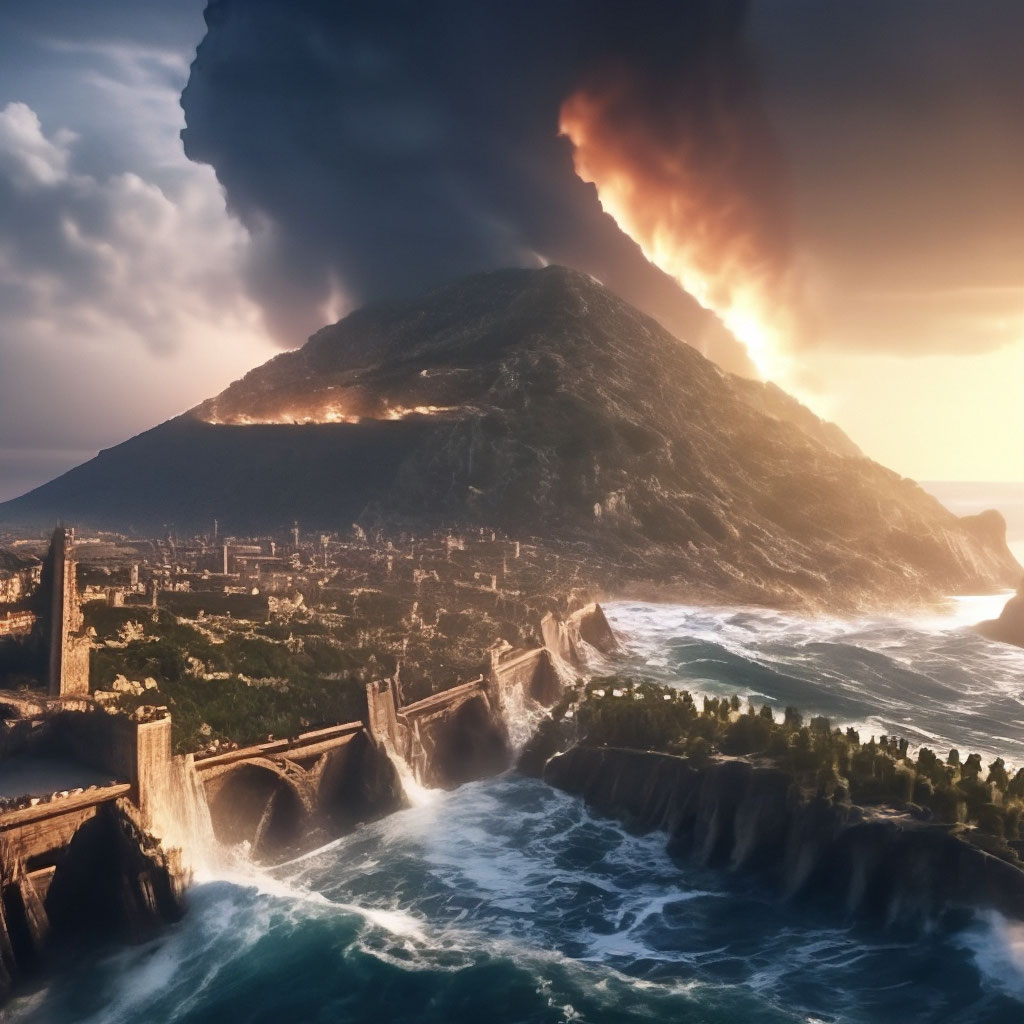"The ancient world. the death of Atlantis. volcanic eruption. rainfall ...