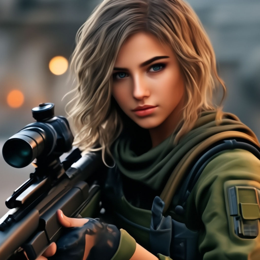 "The girl from the game caliber sniper" — image created in Shedevrum