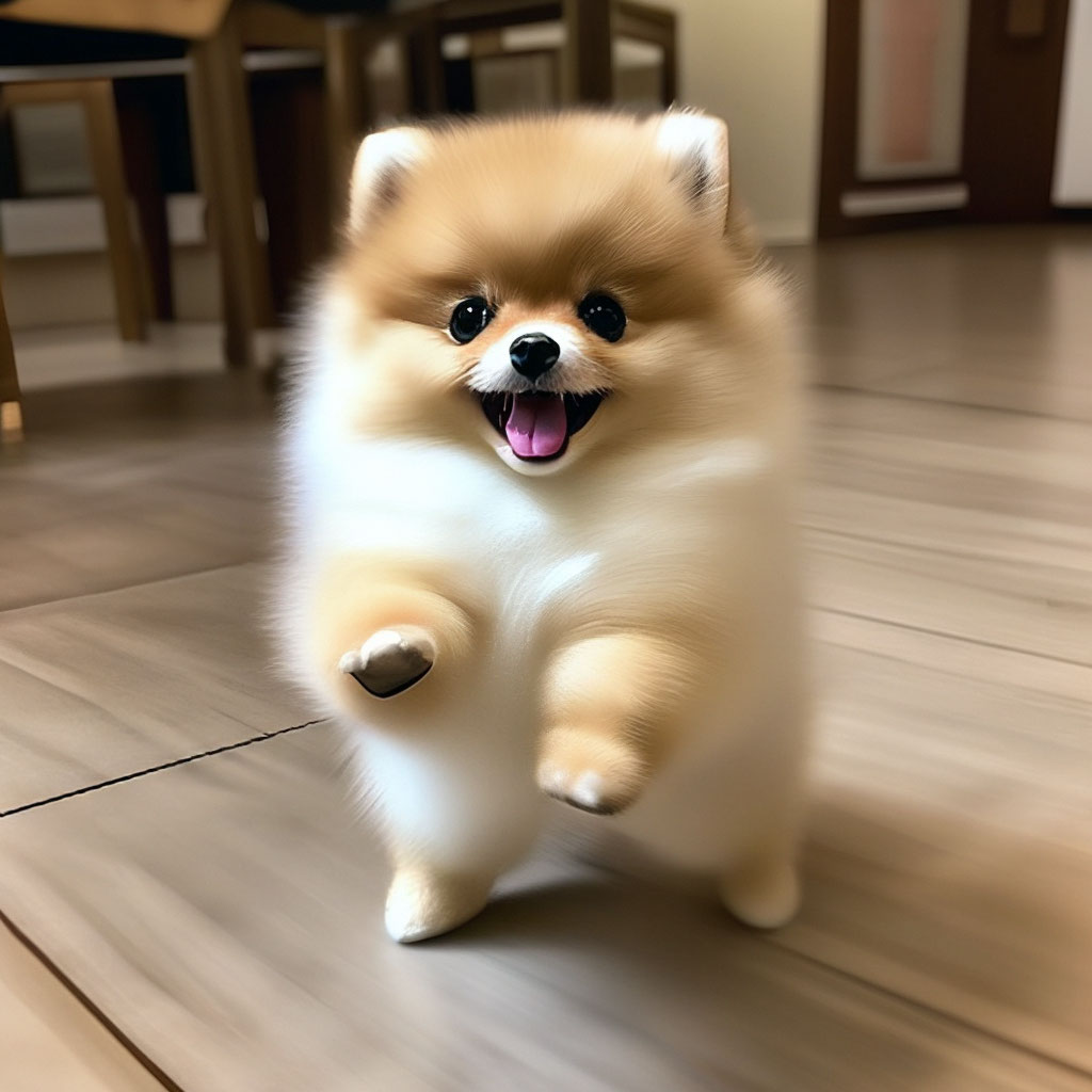 "Cute pomeranian dancing the tango" — image created in Shedevrum