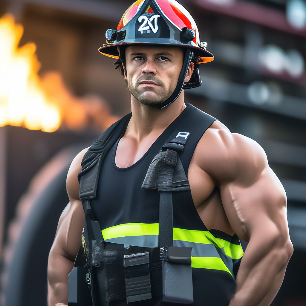 "Firefighter young guy bodybuilder huge black ,male body aesthetics ...