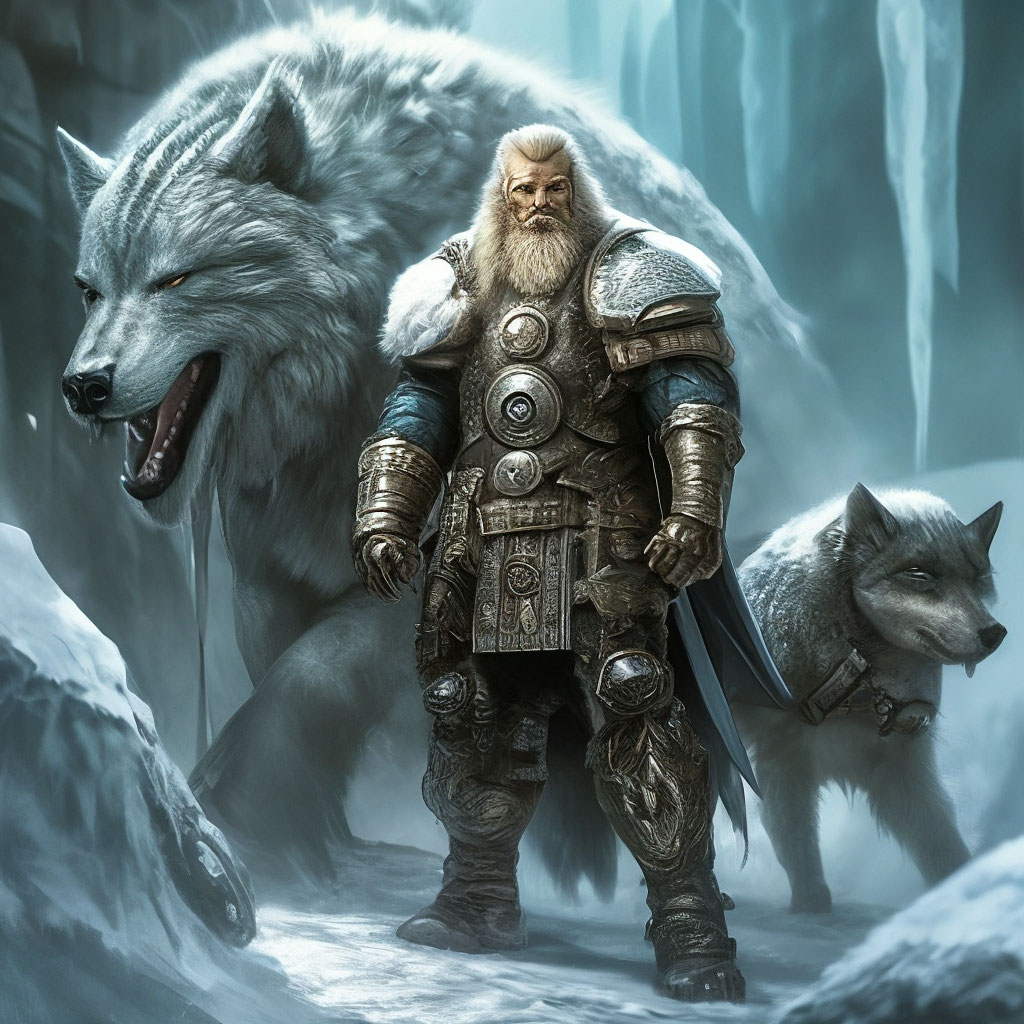 "Viking in Jotunheim, in battle against the Jotuns, giants of ice, next ...