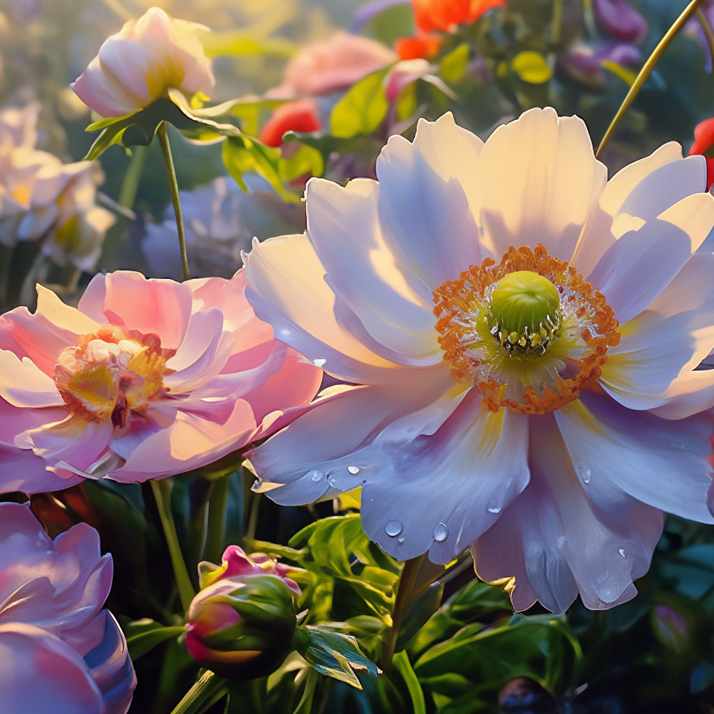 "Oil painting,fine drawing,flower garden macro hyperrealism ...