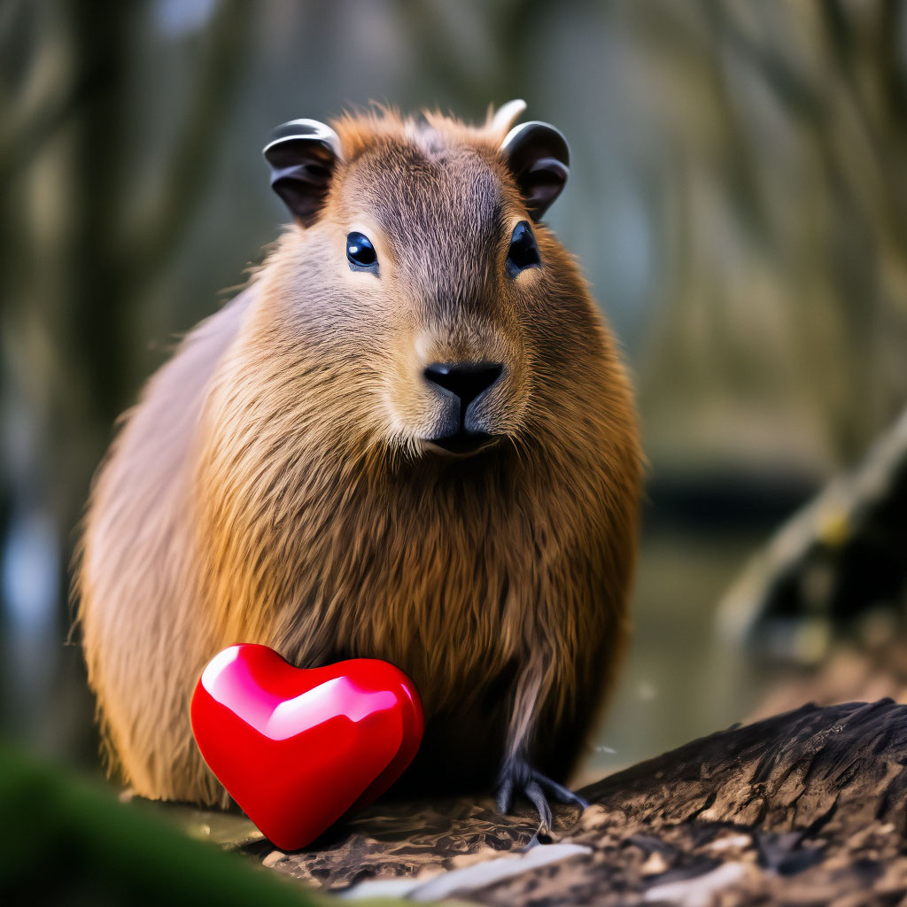 "Kabibara and a red heart next to it" — image created in Shedevrum