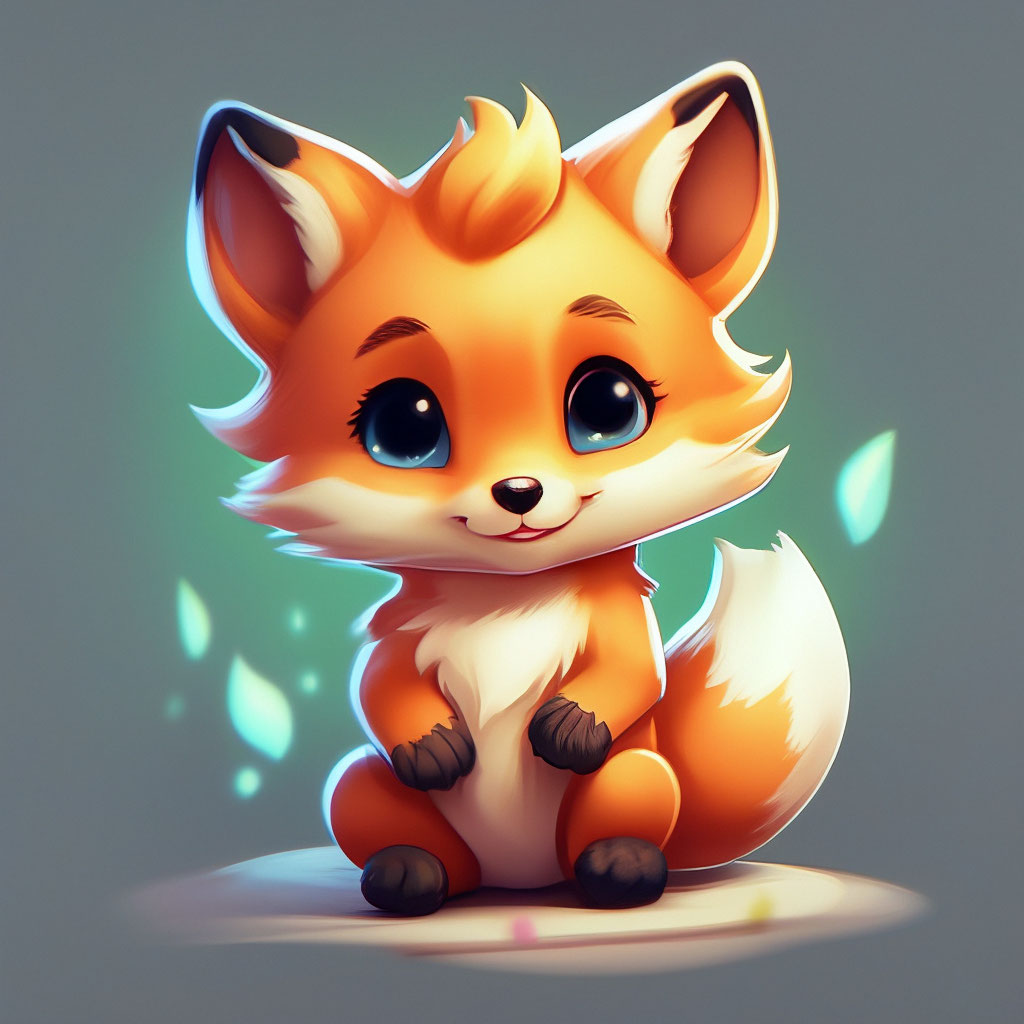 "Cute fox cub chibi cartoon" — image created in Shedevrum