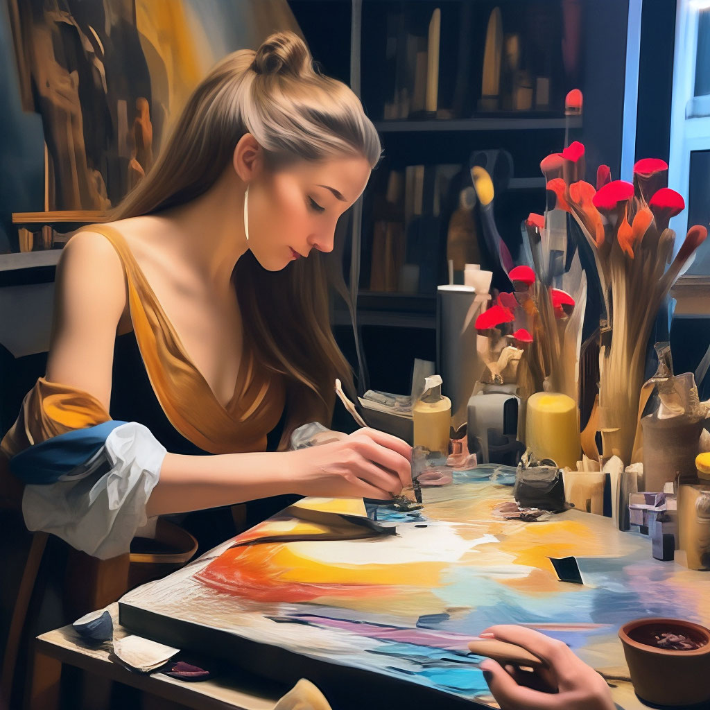 "Creating a masterpiece" — image created in Shedevrum