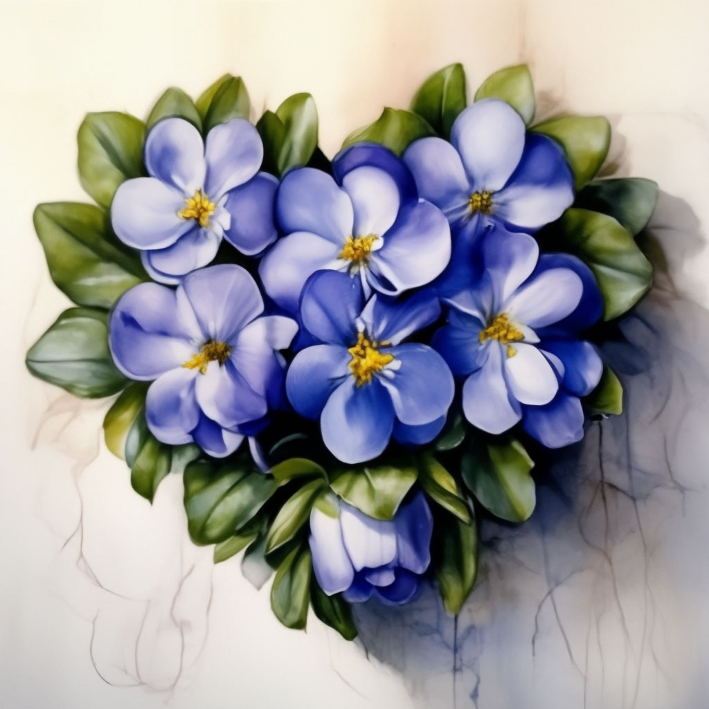 "Heart of Violets, Watercolor, Drawing, White background, Pastel Colors ...