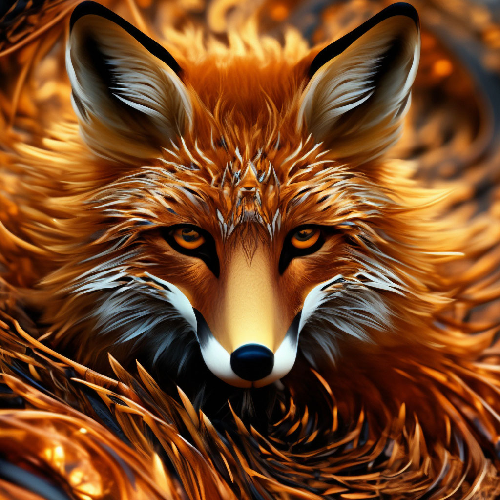 "Surrealism, high detail, wild fox, consists of fractals, fairy elf ...