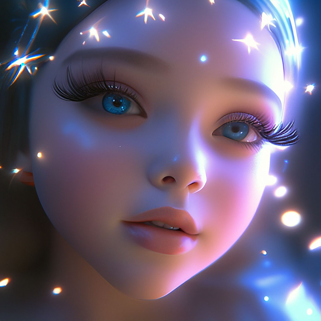 "A girl with huge, wide-spaced, trusting eyes, thin delicate eyeliner ...