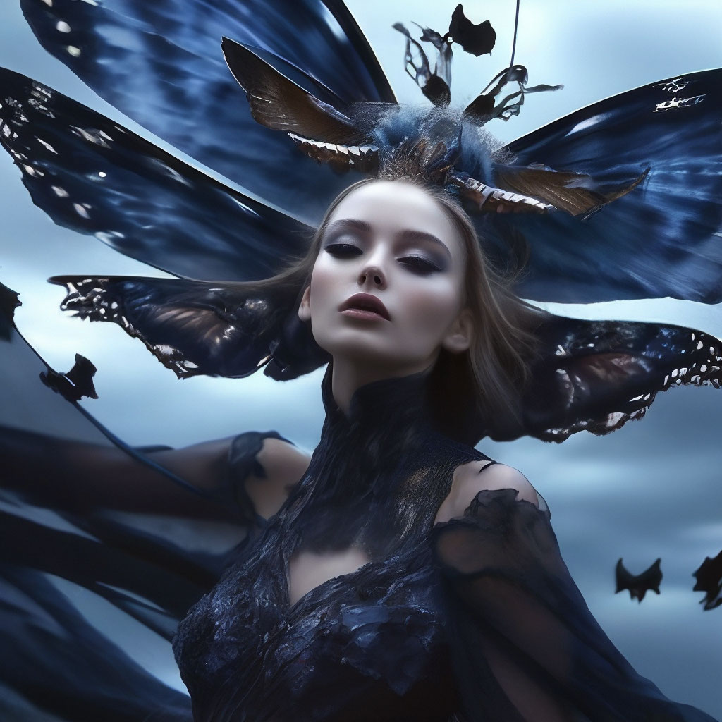 "🎁 for Molly @m_olly hyper realism, a beautiful aerial moth goddess ...