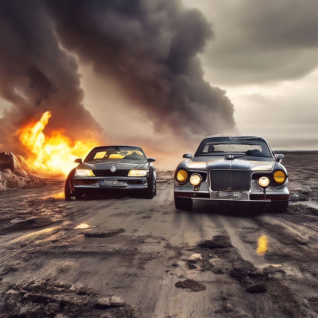 "Mercedes and bmw are fighting" — image created in Shedevrum