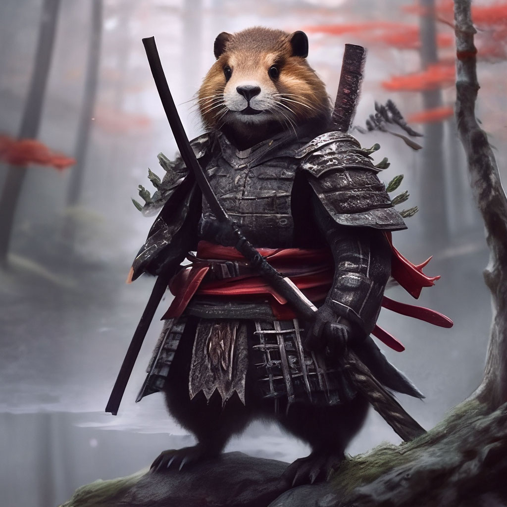 "The beaver samurai" — image created in Shedevrum