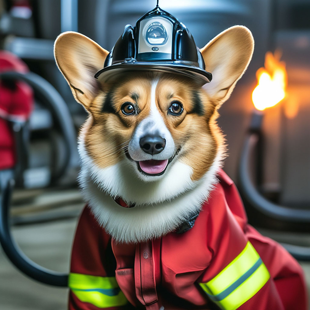 "Corgi - fireman" — image created in Shedevrum